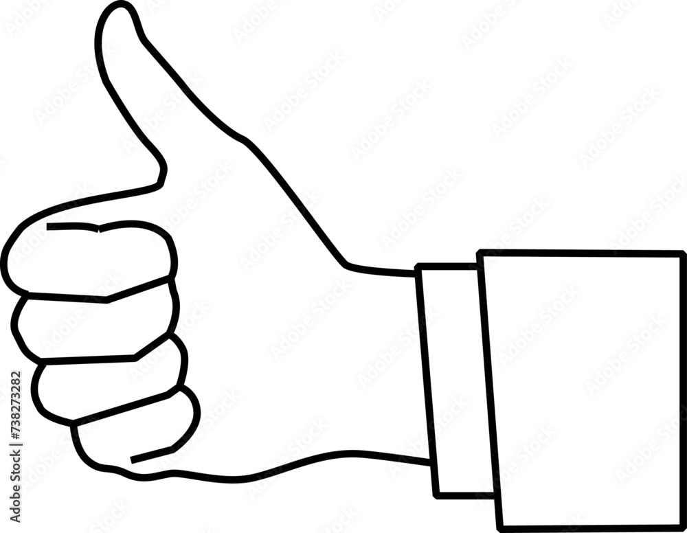 Thumb up gesture. Outline illustration. Transparent background. Vector ...