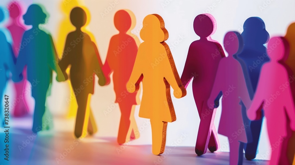 People of all colors holding hands, inclusive business mindset values ...