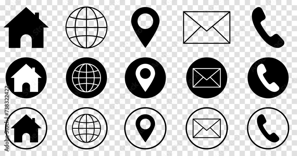 Collection of contact us icons. Symbol for website design, logo, app ...