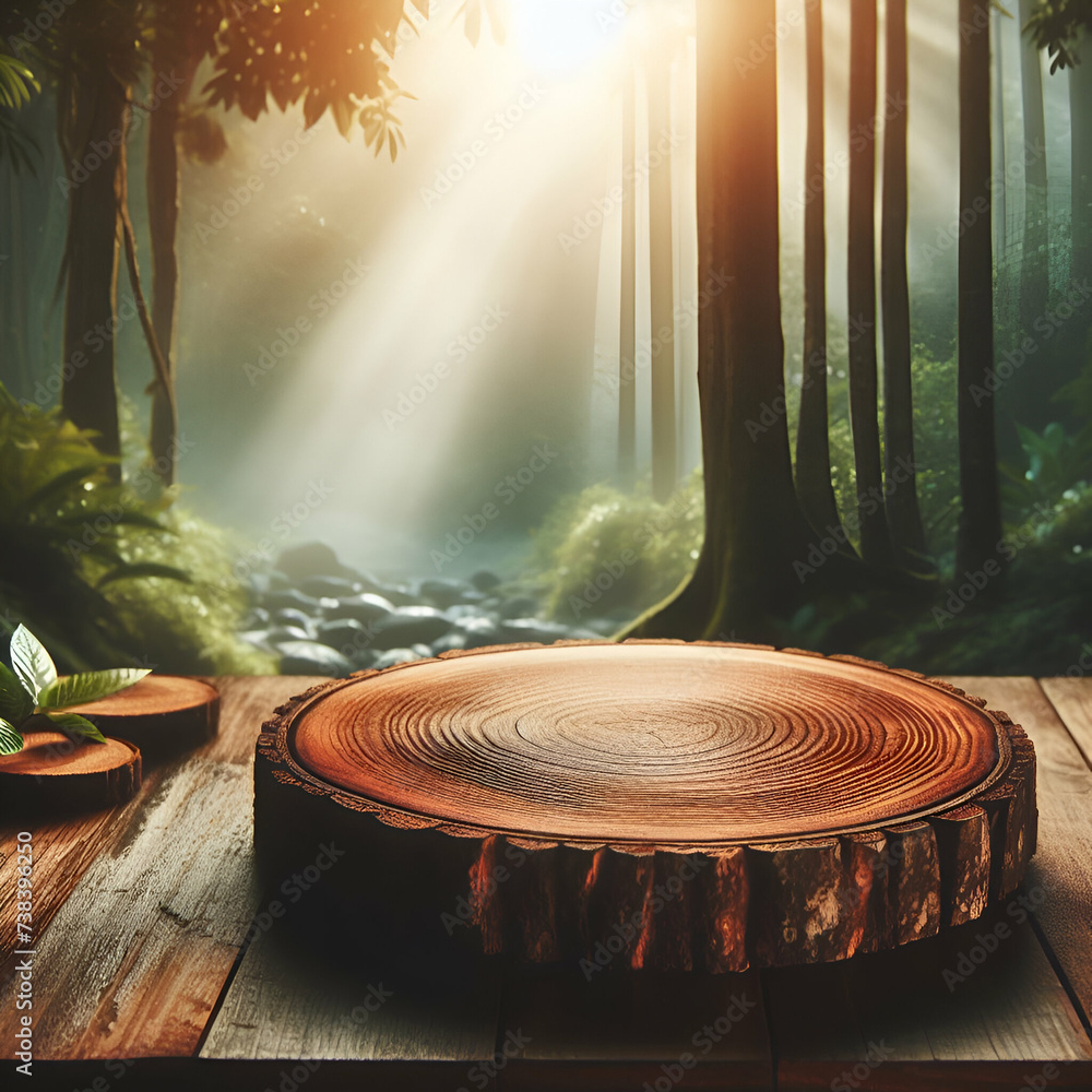 Slice of Wooden Tree Floor Podium Pedestal Stand Display on Counter ...