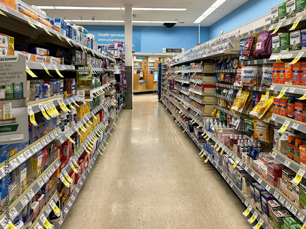 Miami, Florida - Aisle view of a variety of over-the-counter medicine ...