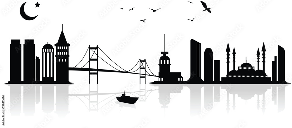 Silhouette Vector Illustration Landmarks and Modern Architecture of ...