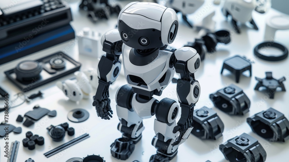 Individual 3D printed components of a modern AI robot Stock ...