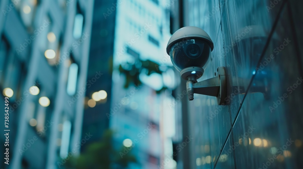 CCTV camera on building close-up. Surveillance video Cam installed city ...