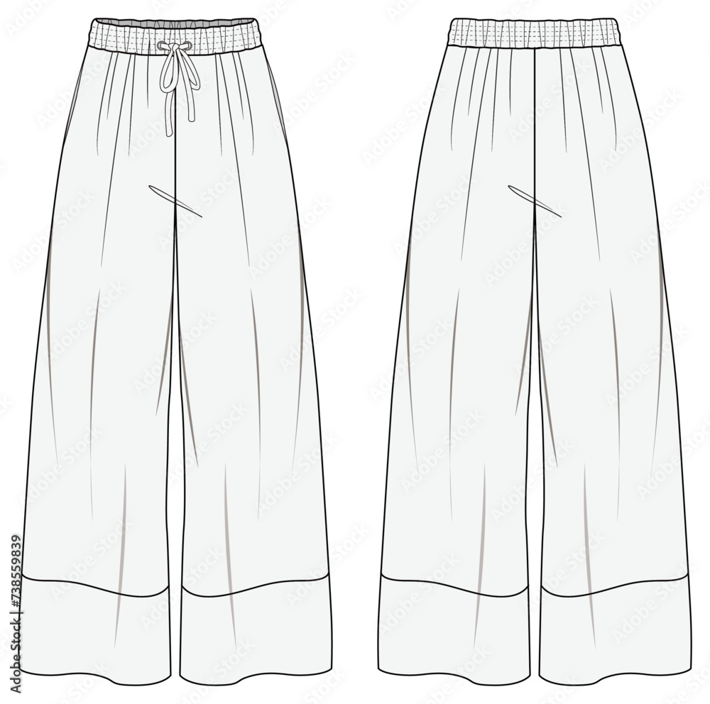 Women’s Pajamas pant, Sleep wear, Fashion Flat Sketch Vector ...