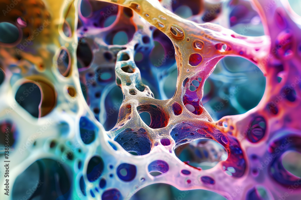 A highly detailed micrograph showcasing the intricate structures of ...