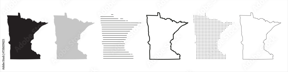 Minnesota State Map Black. Minnesota map silhouette isolated on ...