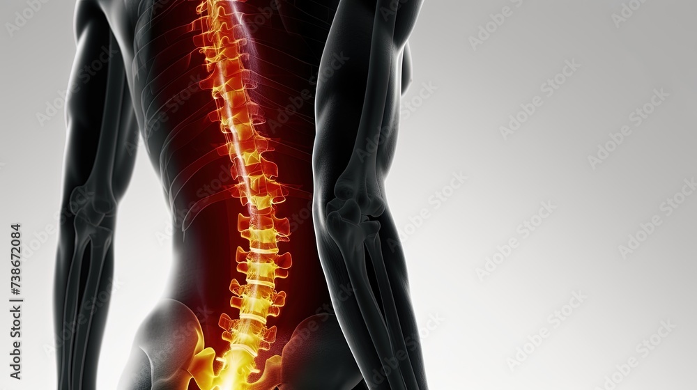 X ray of a human spine. Persona with back pain, protrusion and hernia ...