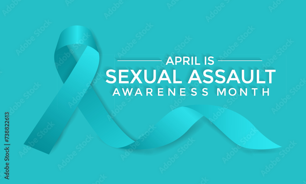 Sexual assault awareness month concept. Banner with teal ribbon Vector ...