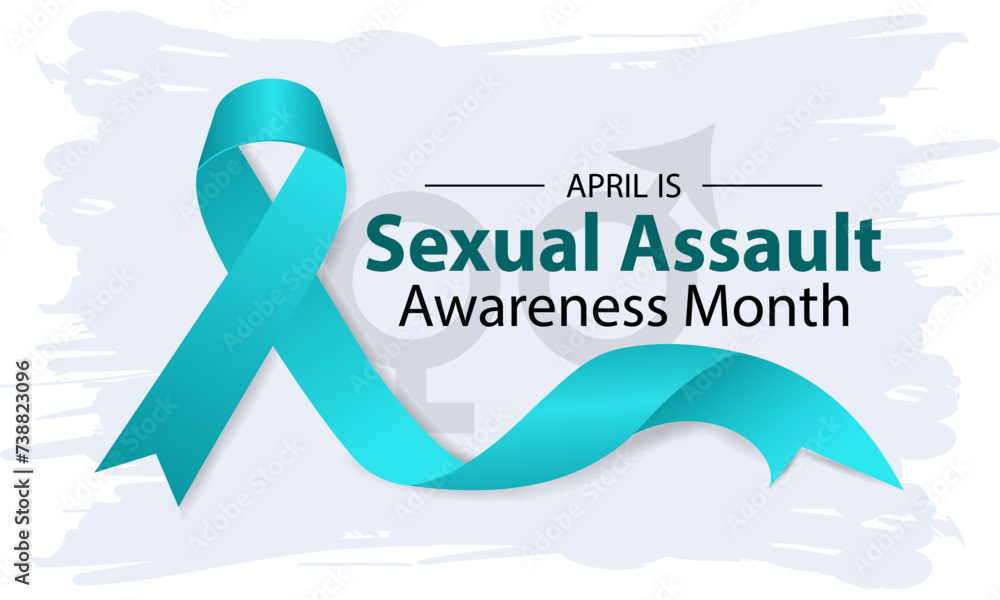 Sexual assault awareness month concept. Banner with teal ribbon Vector ...