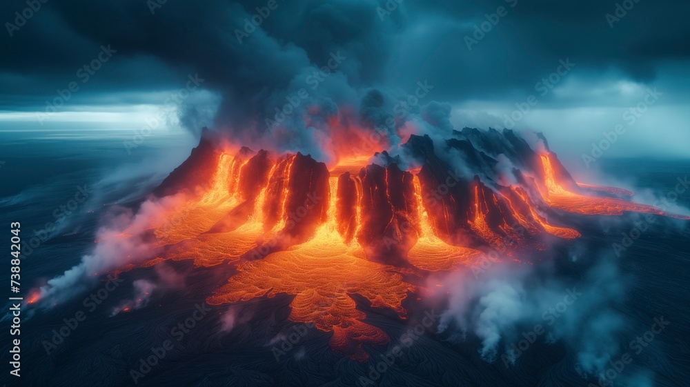 Nature's fury unleashed as a fiery shield volcano spews molten lava and ...