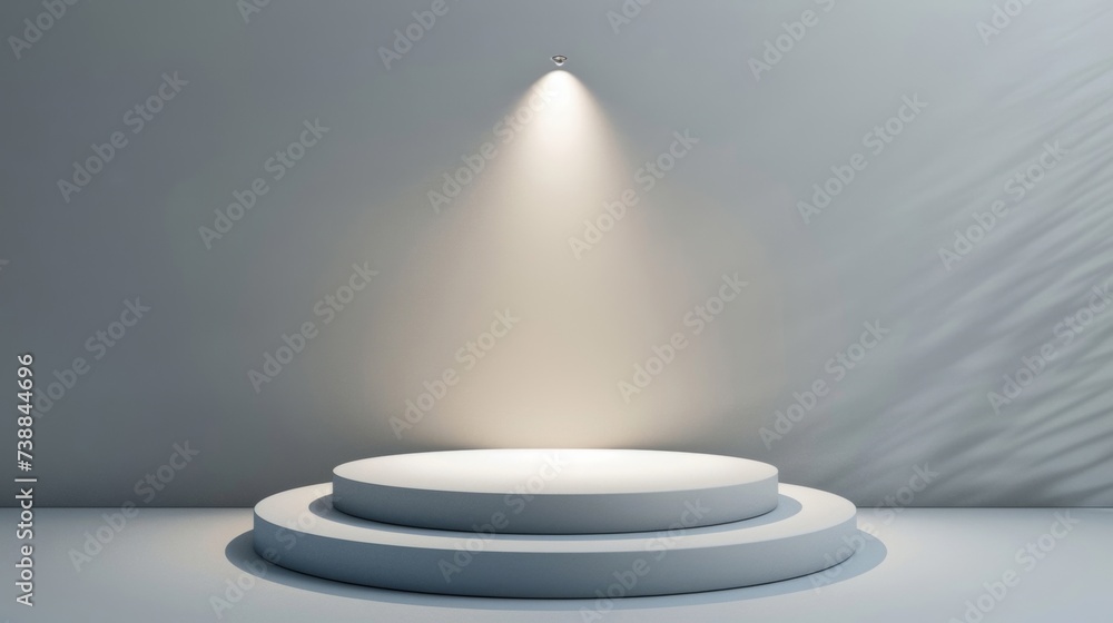 White stage podium stand ideal for displaying product samples, with a ...