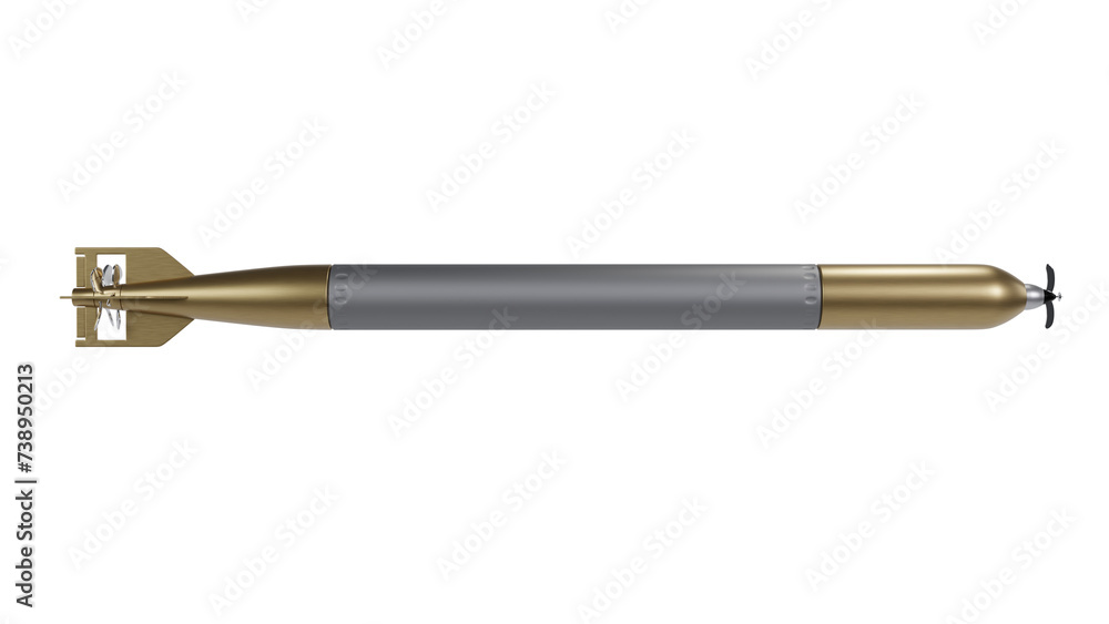 Combat torpedo for submarine isolated on transparent and white ...