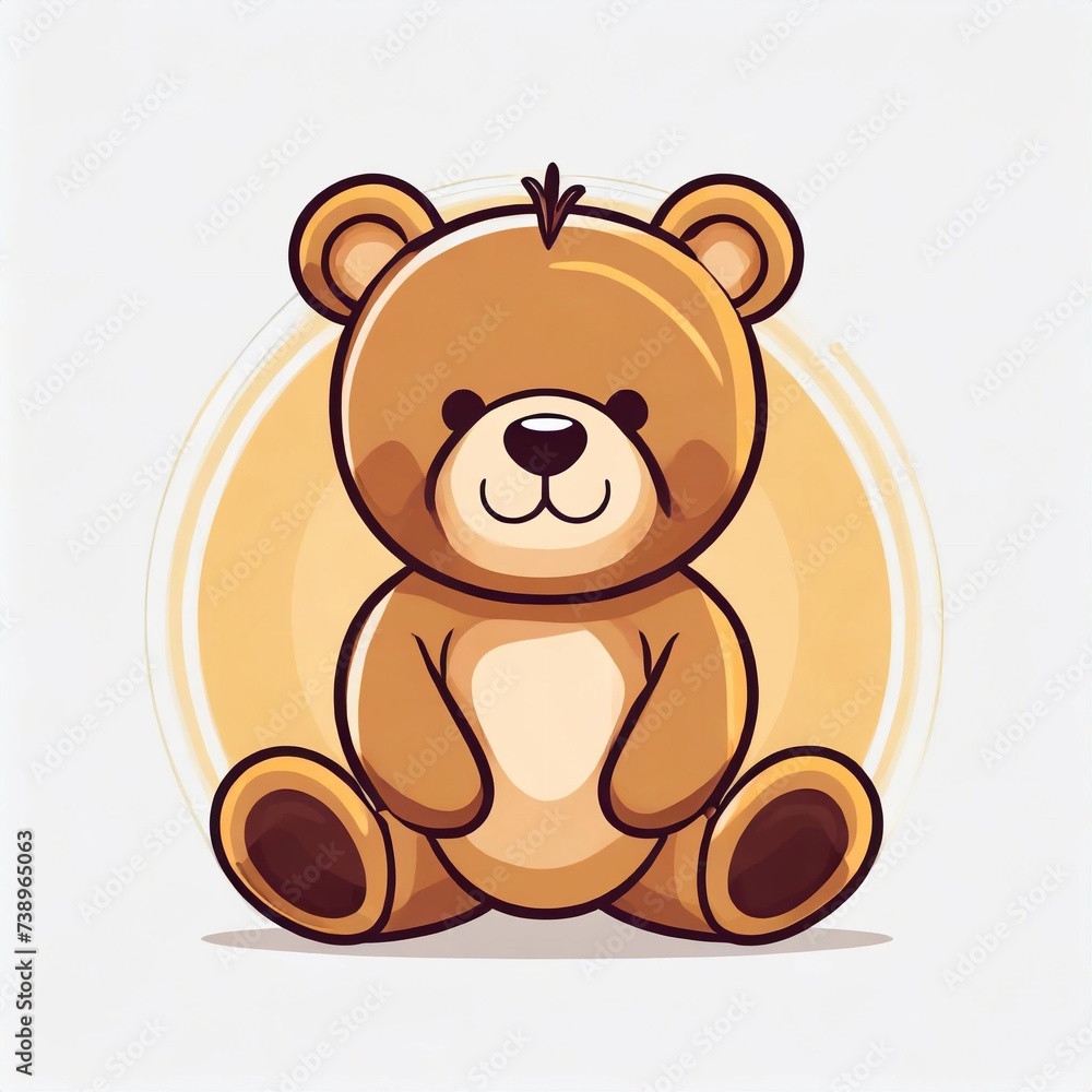 Teddy bear toy logo, 2D flat illustration, drawing cartoon for design ...