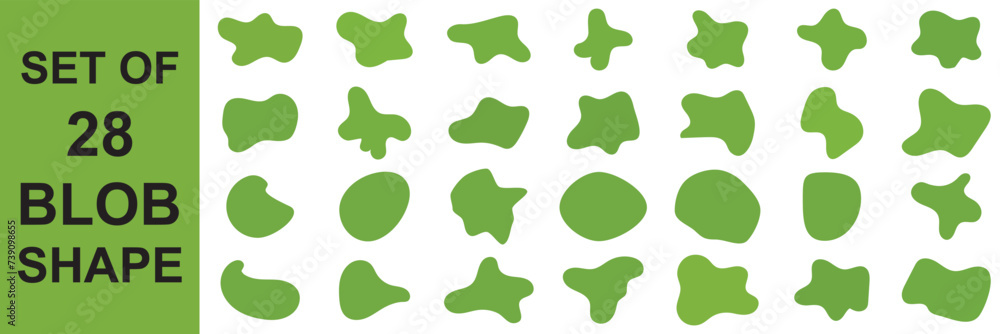 Organic amoeba blob shape abstract green color with line vector ...