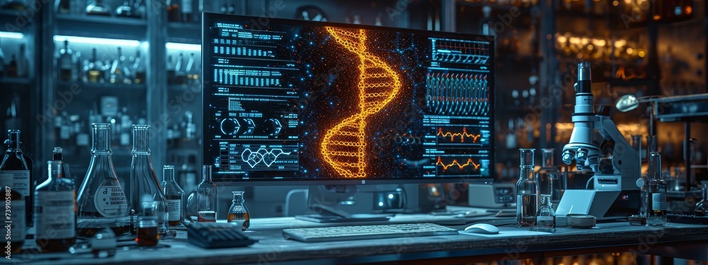 DNA medical screen hologram science hud data analysis body research ...