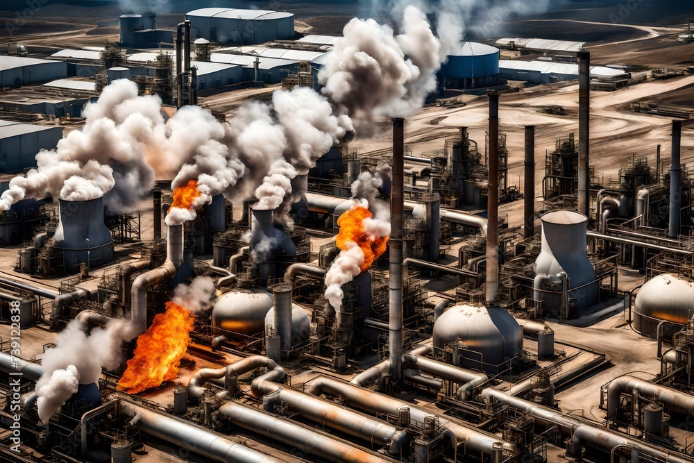 Stock-Foto „The controlled burn-off of excess gases at a natural gas ...