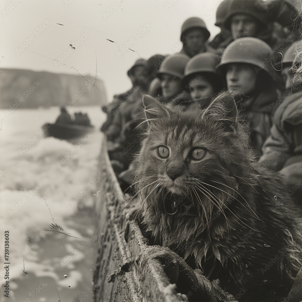 D-Day, WWII, Army, Cat - Rare vintage Foto Stock Photo | Adobe Stock