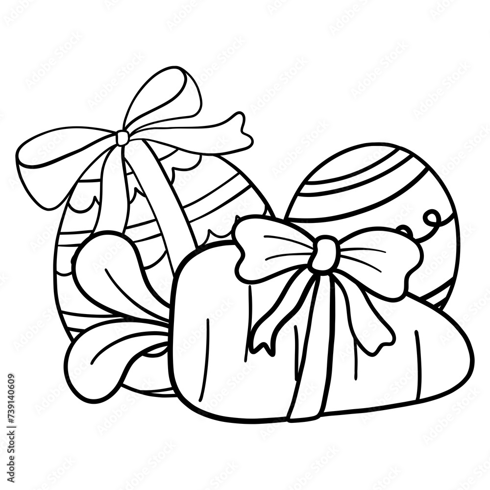 Easter doodles clipart, black doodles, coloring book cartoons, coloring ...