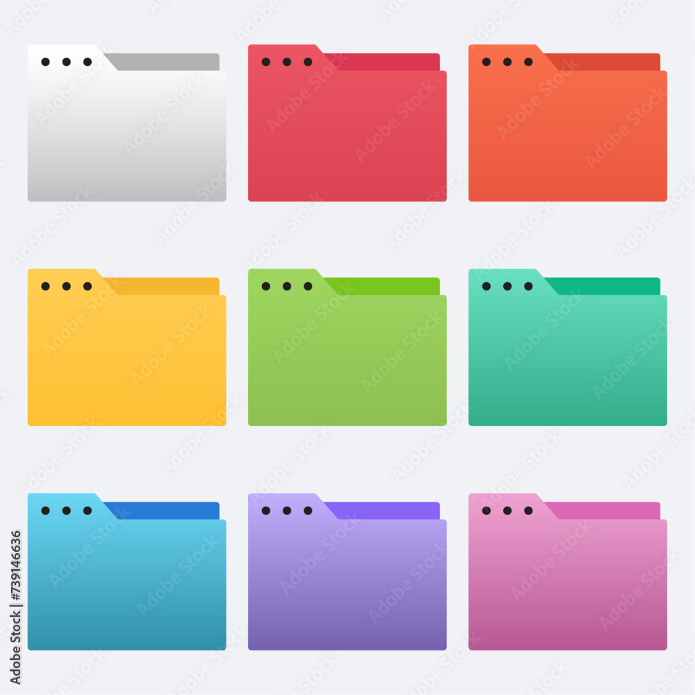 vector colorful folder icon collection Stock Vector | Adobe Stock