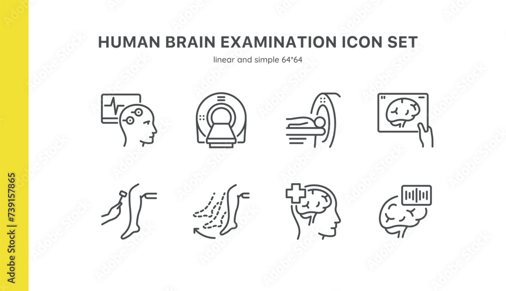 Vector de Stock Human Brain Examination Icon Set. Thin Linear ...