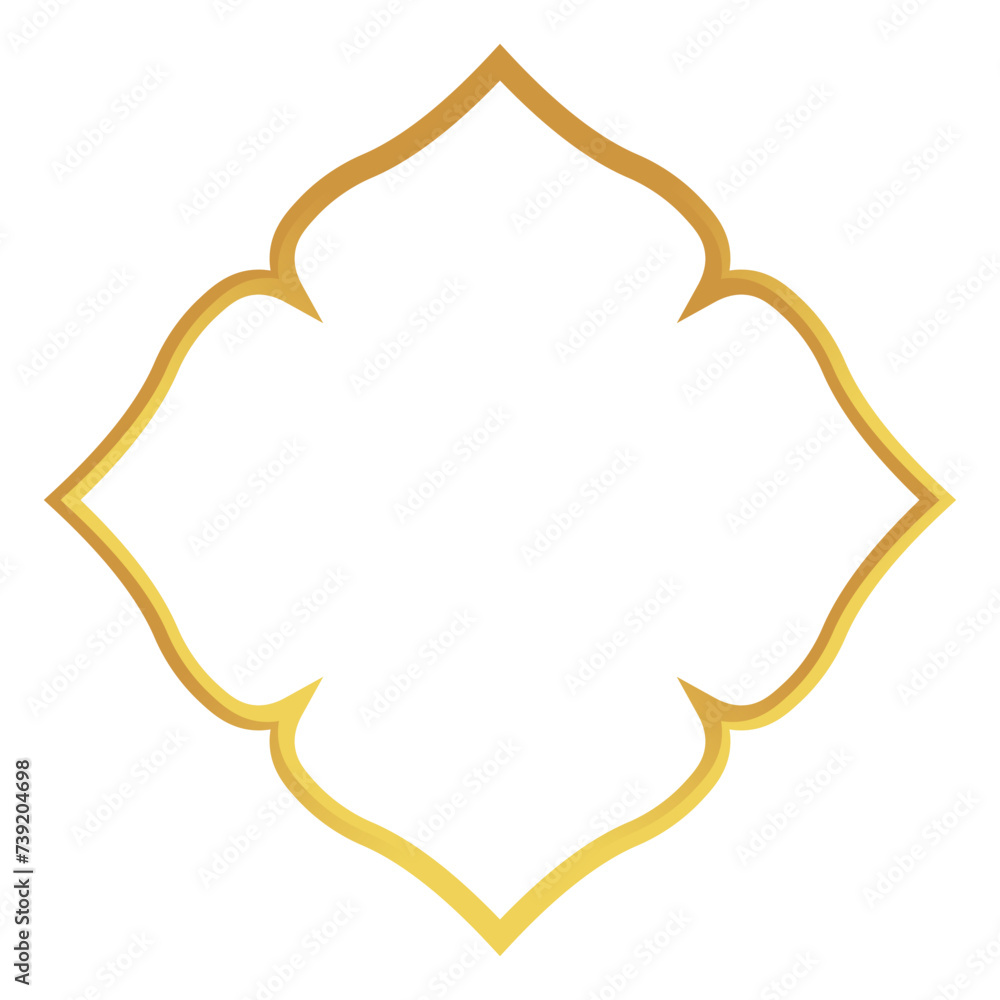 Set isolated arabic gold frame. 3D rendering of Islamic architectural ...