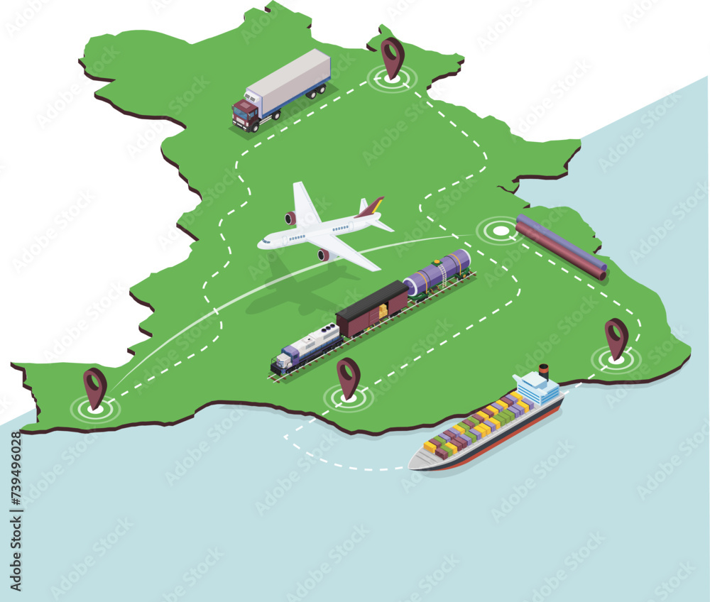 Vector de Stock Os cinco principais tipos de transporte de cargas do ...