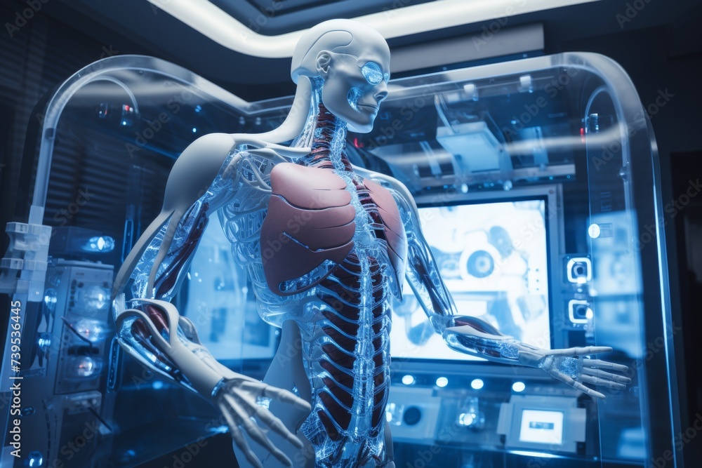Precision of ai in robotic surgery. arm performing procedure on medical ...