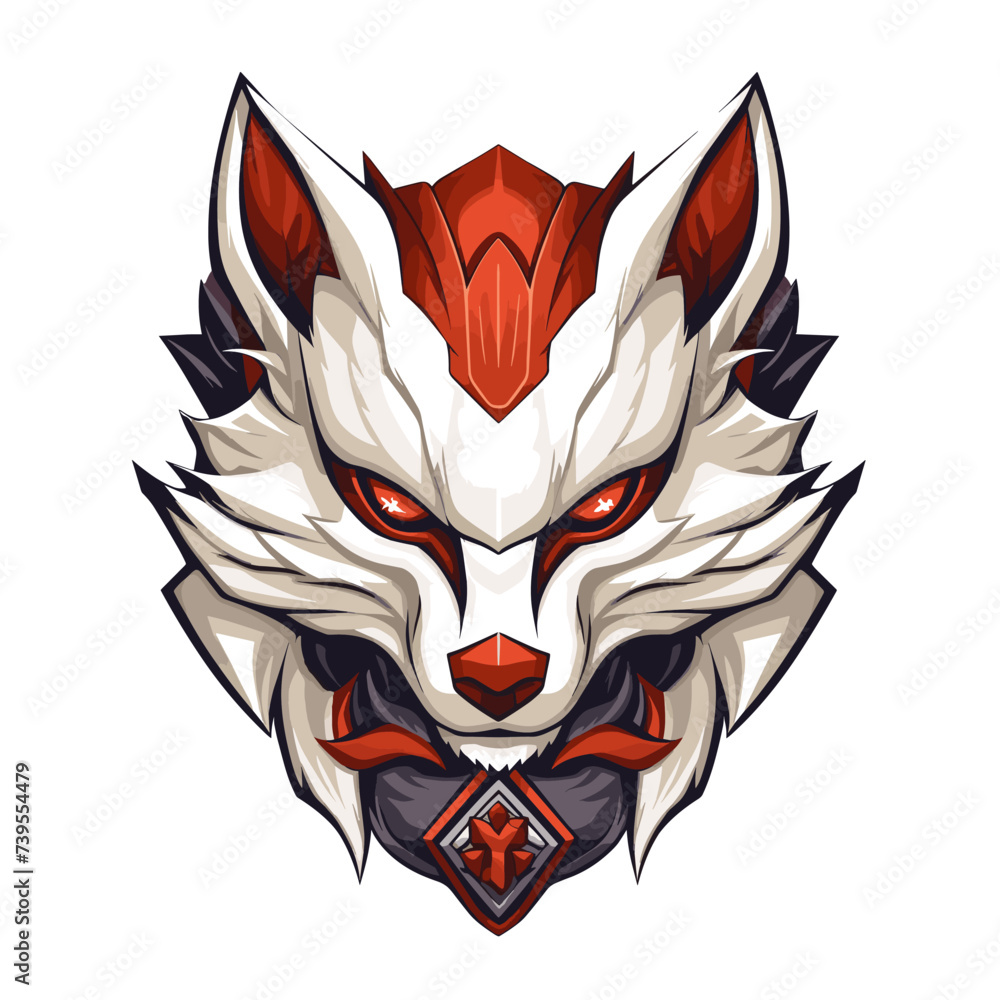 Japanese Kitsune Fox Mask esport vector logotype, logo, icon, sticker ...