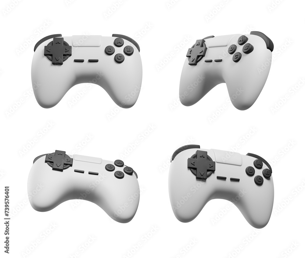 Illustration Stock Four isolated images of a white game controller on a ...