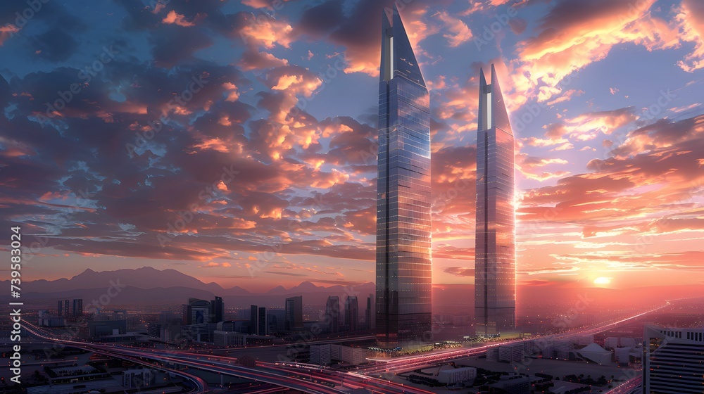 Golden Sunset Splendor - King Abdullah Financial District (KAFD) Towers ...