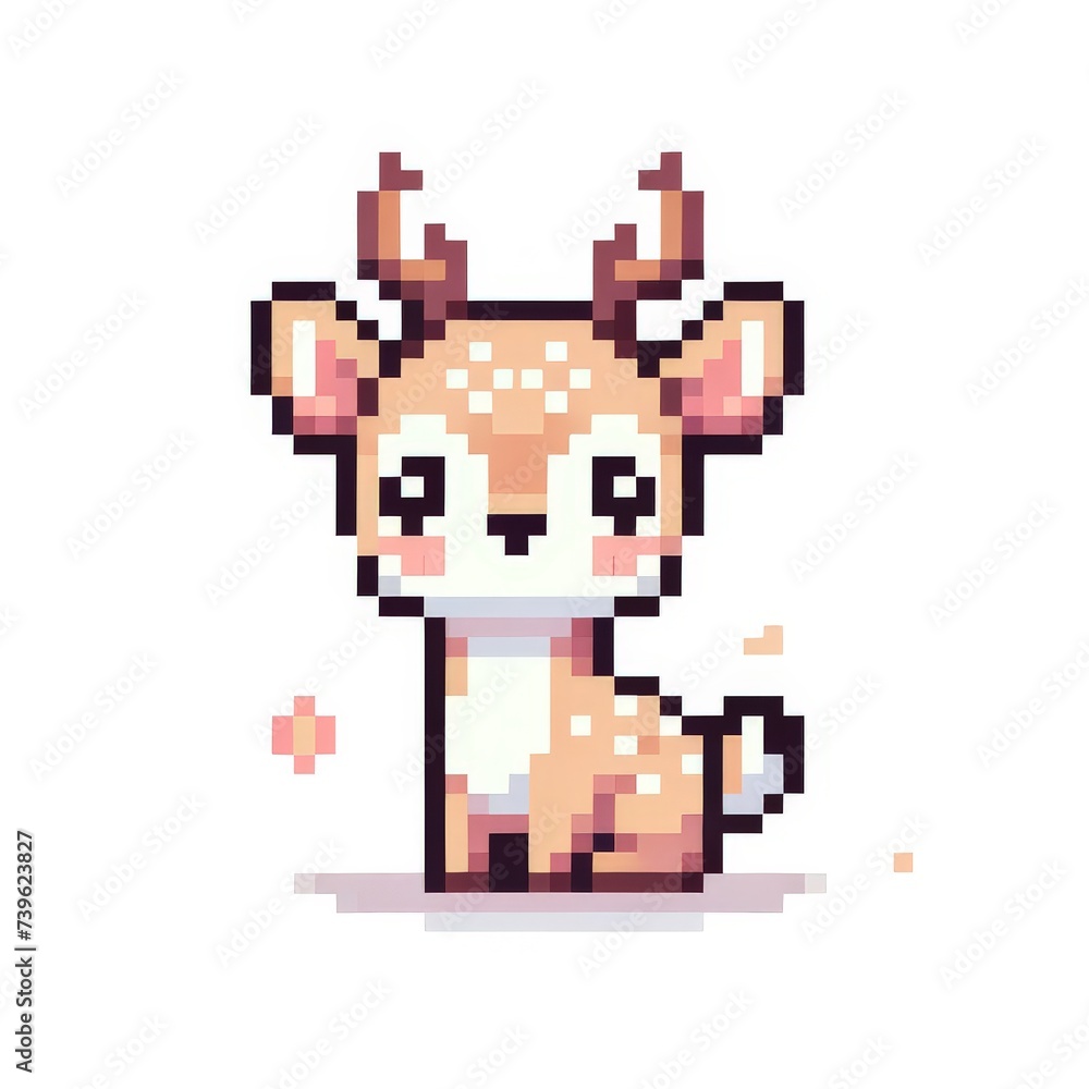 Pixel art of a deer with a white background, in the style of early 90s ...