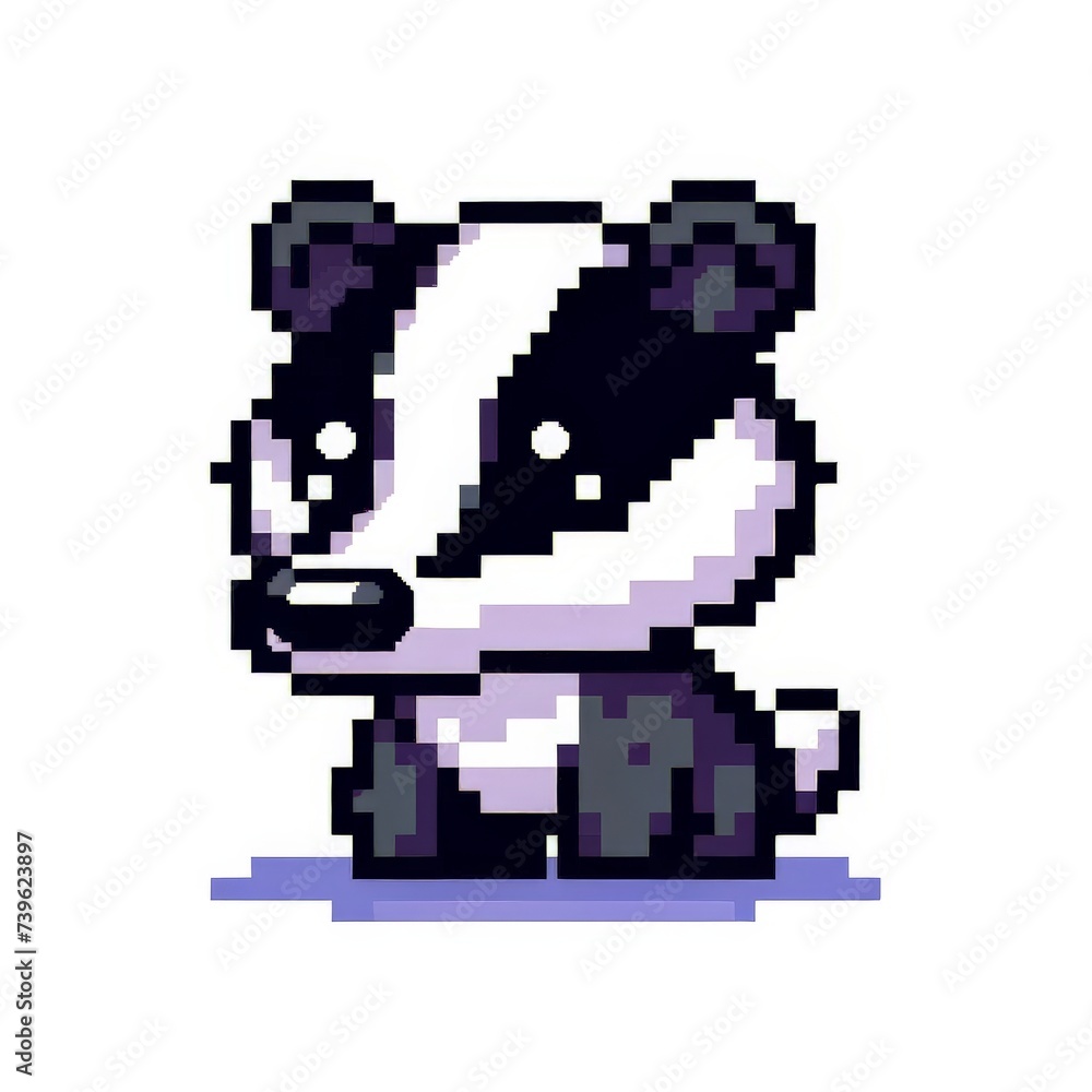 Pixel art of a badger with a white background, in the style of early ...