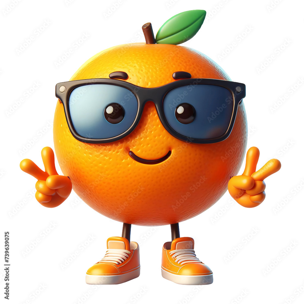 Stock-Illustration „Funny Orange Girl Png Fruits Clipart Sticker Design ...