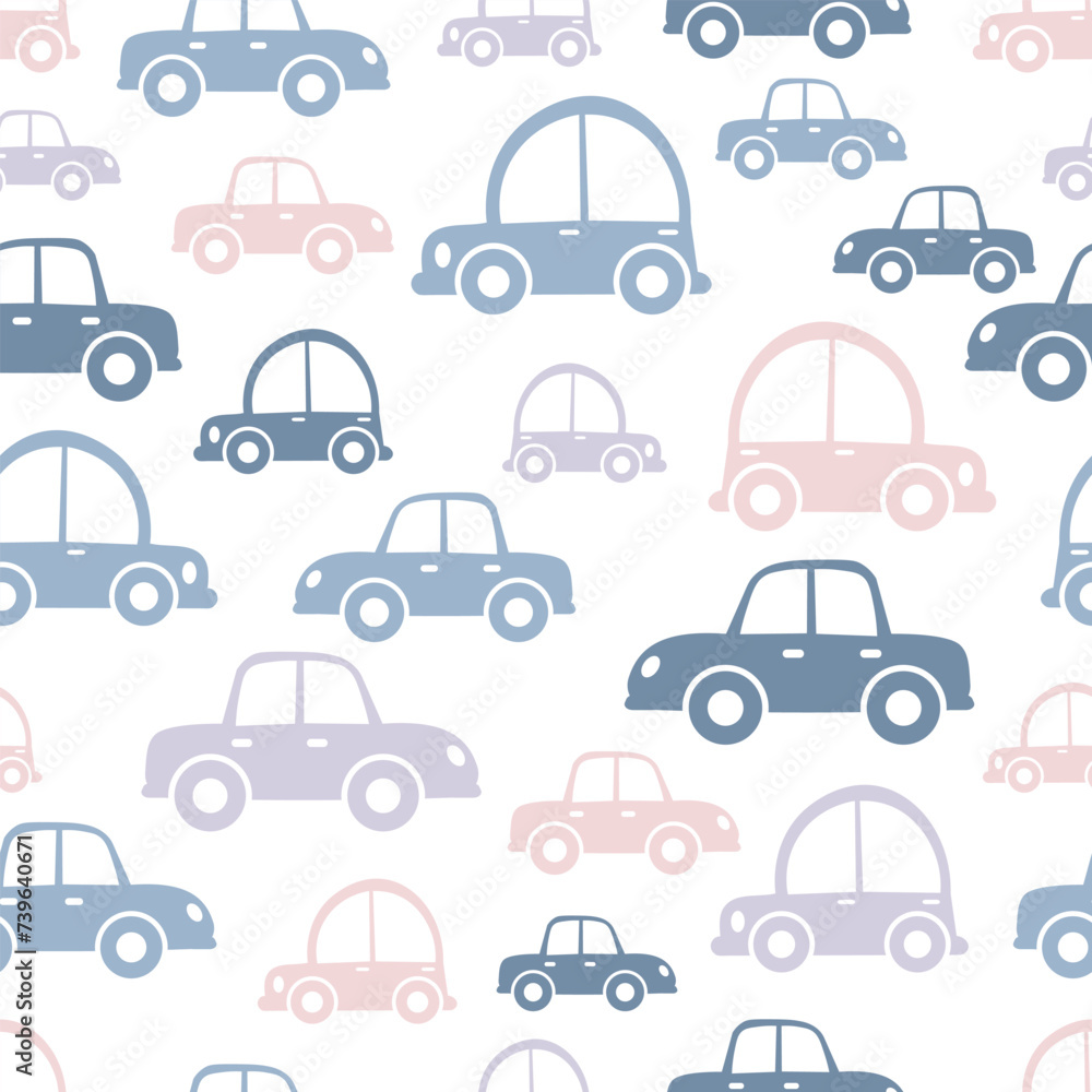Cartoon Transportation Background for Kids. Hand drawn Seamless pattern ...