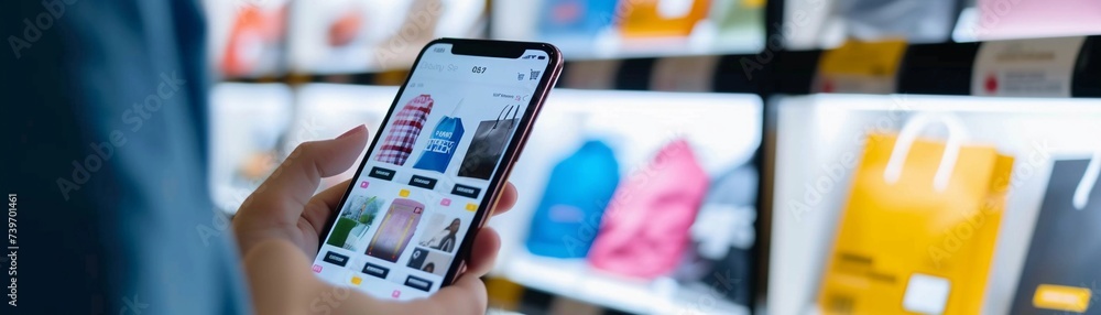 E-Commerce Shopping, a person browsing an online shopping website or ...