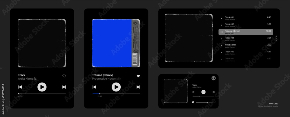 Stock-Vektorgrafik „music player ui and widget mockup. Song and album ...