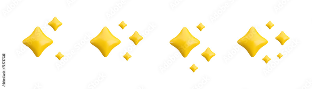 เวกเตอร์ Stock Vector 3d gold sparkle star set set collection on white background. Cute ...
