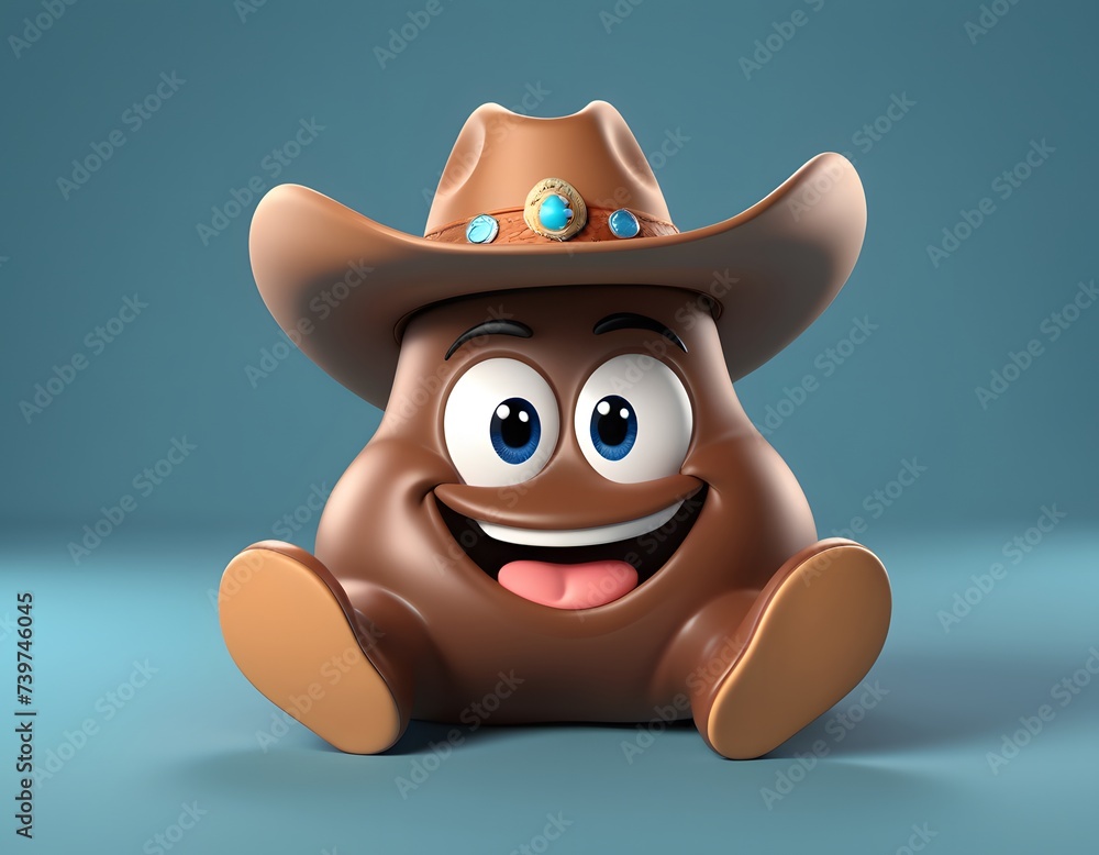 Ilustración de Stock A happy cartoon poop wearing a cowboy hat is ...