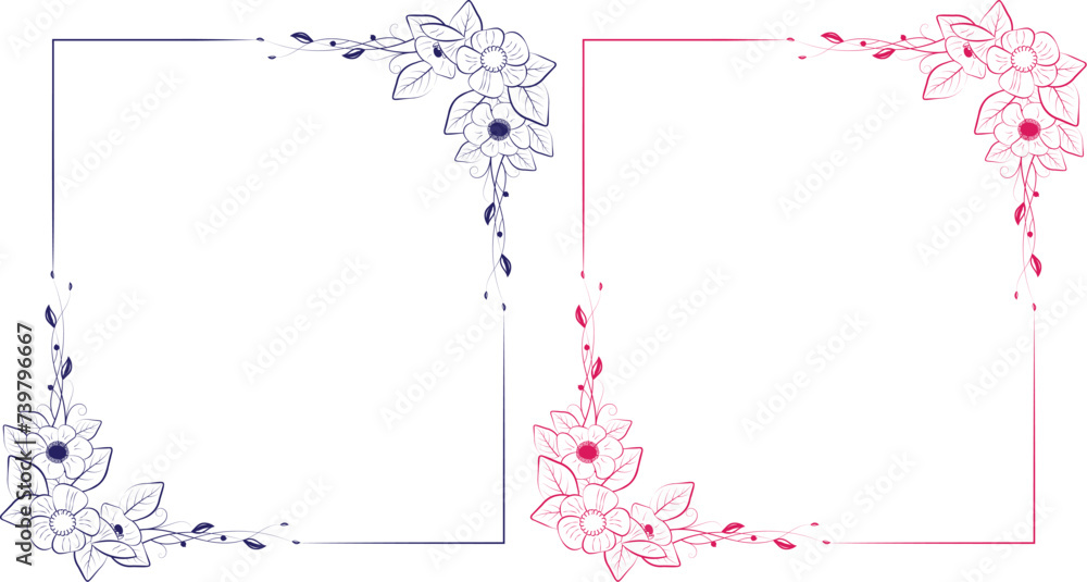 Flower corner border line frame eps, vector file Stock Vector | Adobe Stock