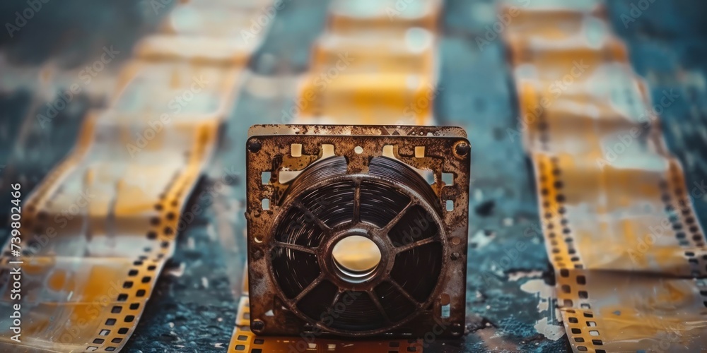 Vintage overlay of aged film grain, capturing the classic cinema ...