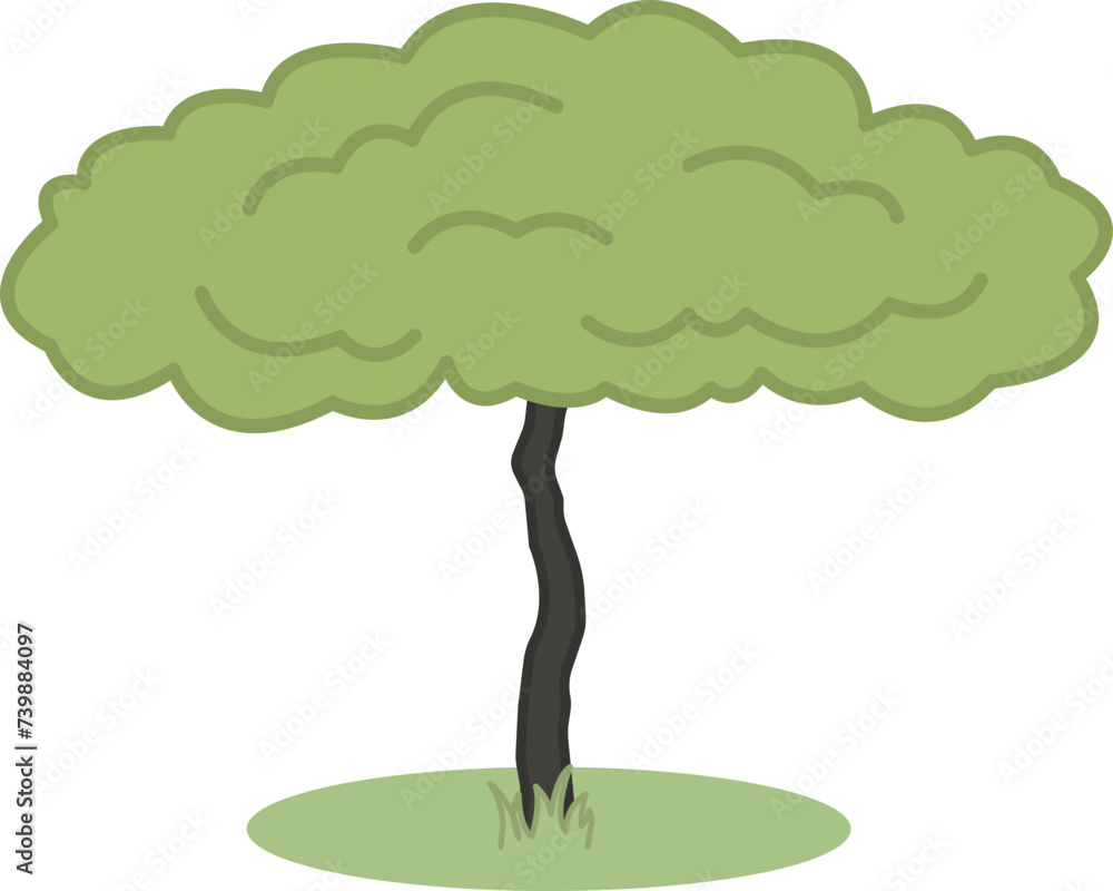 vector cartoon illustration of savannah african tree isolated on ...