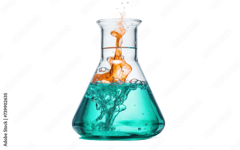 Chemical Reactions in Laboratory Glass Beaker on white background Stock ...