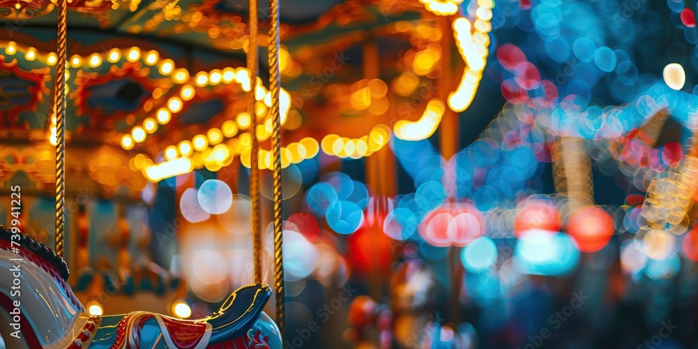 Beautiful blurry and defocused multicolored lights of the carousel in ...