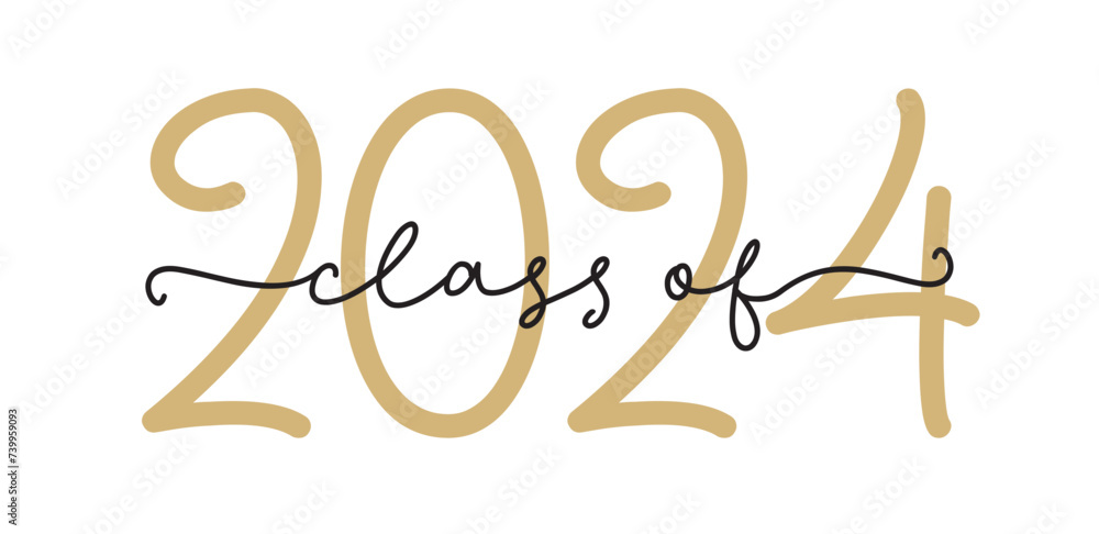 CLASS OF 2024. Graduation logo with cap and diploma for high school ...