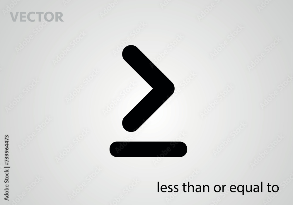 Mathematical symbol icon less than or equal to, vector illustration ...