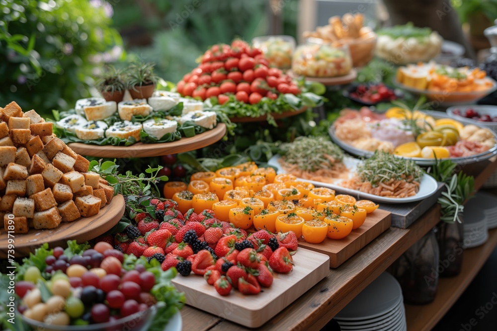 Delicious Food theme. A spread of delicious finger foods and appetizers ...