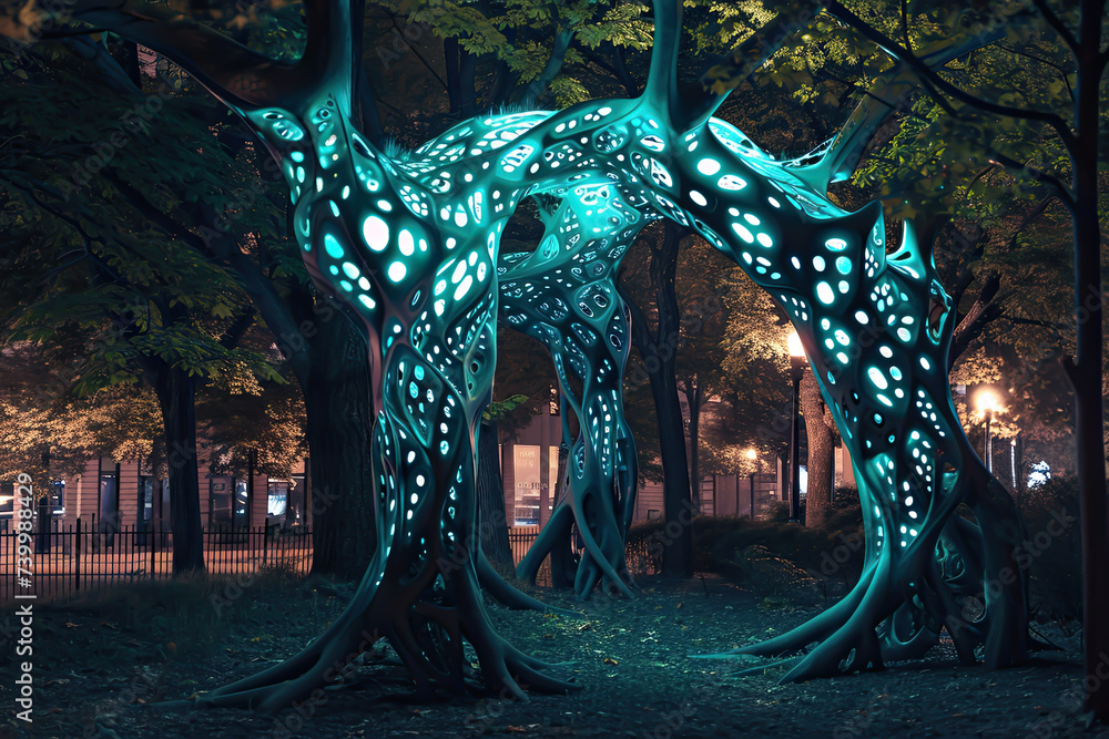 Ilustración de Stock Luminous Arborex, a creature engineered to thrive ...