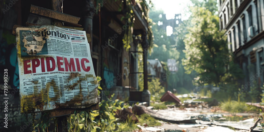 EPIDEMIC in a newspaper in a post apocalyptic image Stock Illustration ...