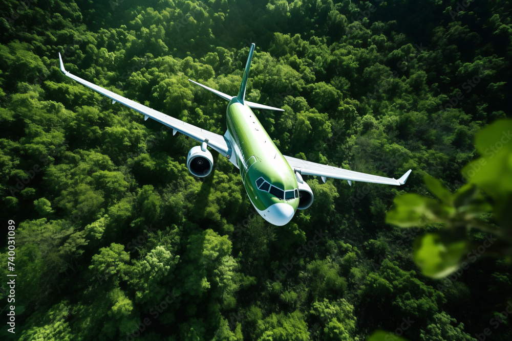 Sustainable aviation fuel concept. Net zero emissions flight. Sustainability transportation. Eco ...